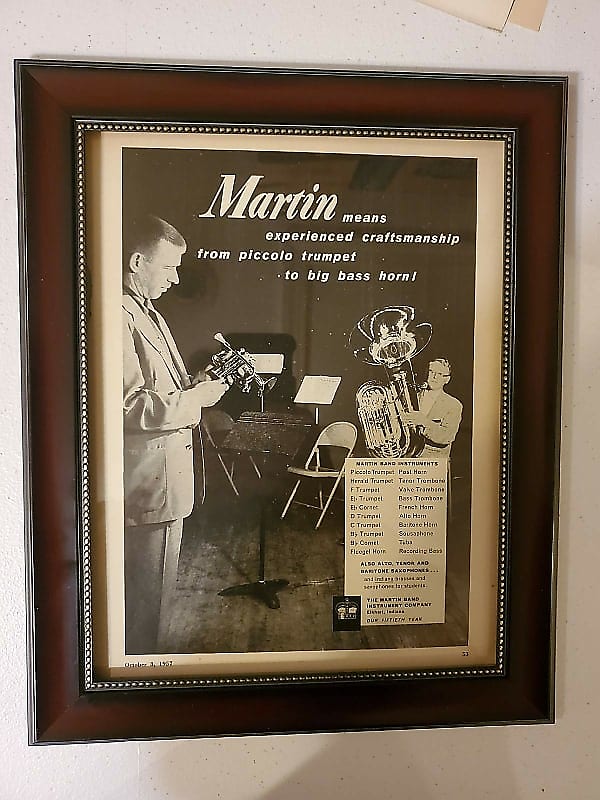 1957 Martin Horns Promotional Ad Framed Martin Band | Reverb
