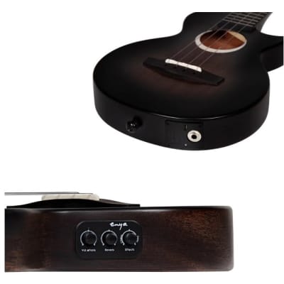 Enya EUT-MOON/BK/EQ Signature Taimane 4-String Ukulele, Black | Reverb