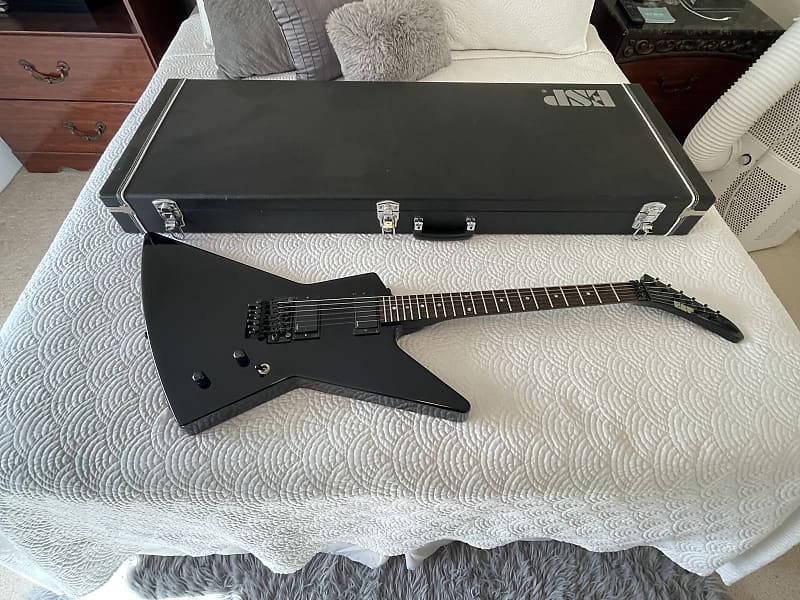 ESP Custom Guitars E.X.P. Explorer 1998 - Black with black | Reverb