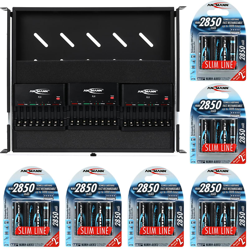 Ansmann Rackmount Drawer with 3 Powerline 8 Battery Chargers | Reverb