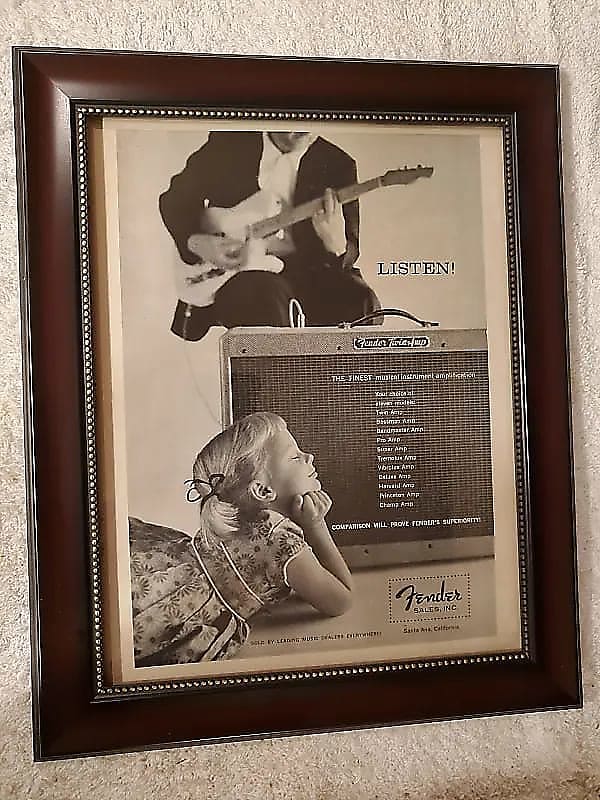 1959 Fender Guitars Promotional Ad Framed Tweed Fender | Reverb UK