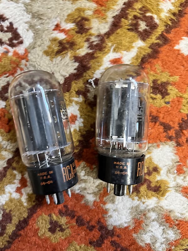 RCA 6L6 Black plate side getter pair 1960s | Reverb