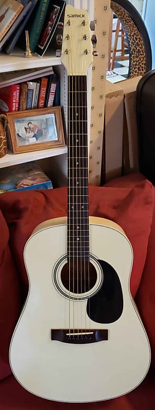 Samick LW-015 G WH White Dreadnought Guitar | Reverb