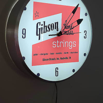 60's Style Gibson Guitars Round Light Up Clock Killer Cool | Reverb