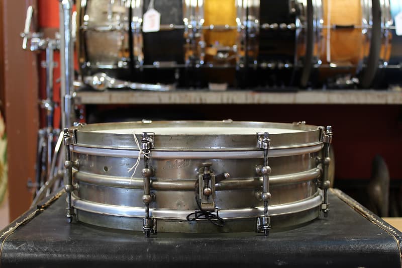 1920's Ludwig 4x14 Dance Model Nickel Over Brass Snare Drum | Reverb