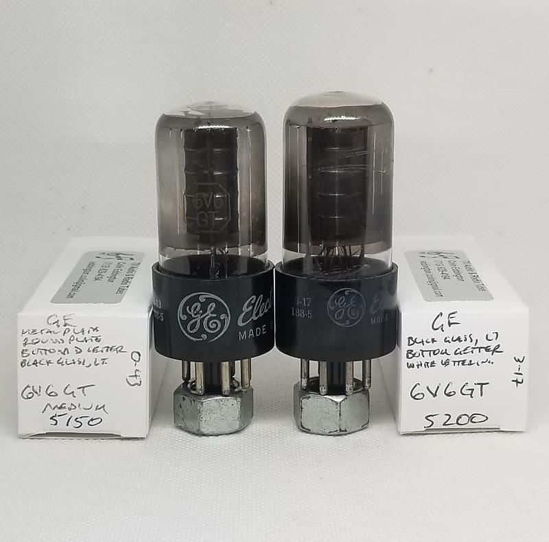GE 6V6GT Black Glass Almost Perfectly Matched (0.9%) Pair NOS | Reverb