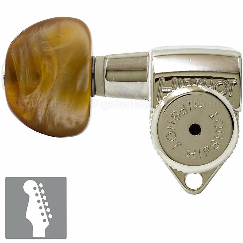 Hipshot LOCKING Tuners 6 in line Non-Staggered SMALL AMBER | Reverb