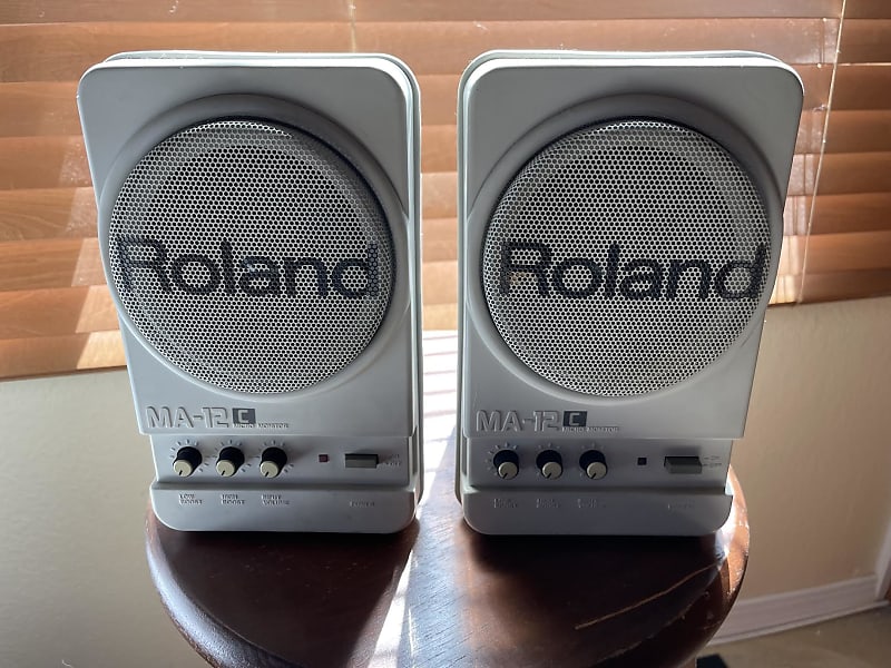 Roland MA12C Powered Monitor Speakers 1995 - White | Reverb