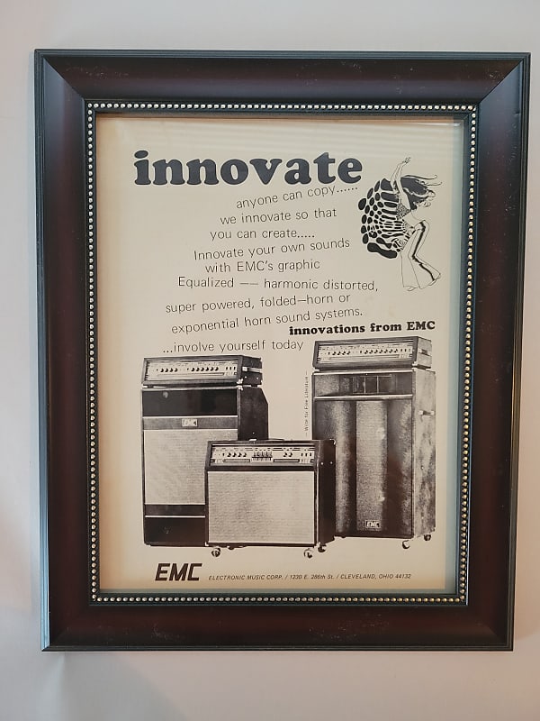 1973 EMC Amplifiers Promotional Ad Framed EMC Amps For 1973 | Reverb