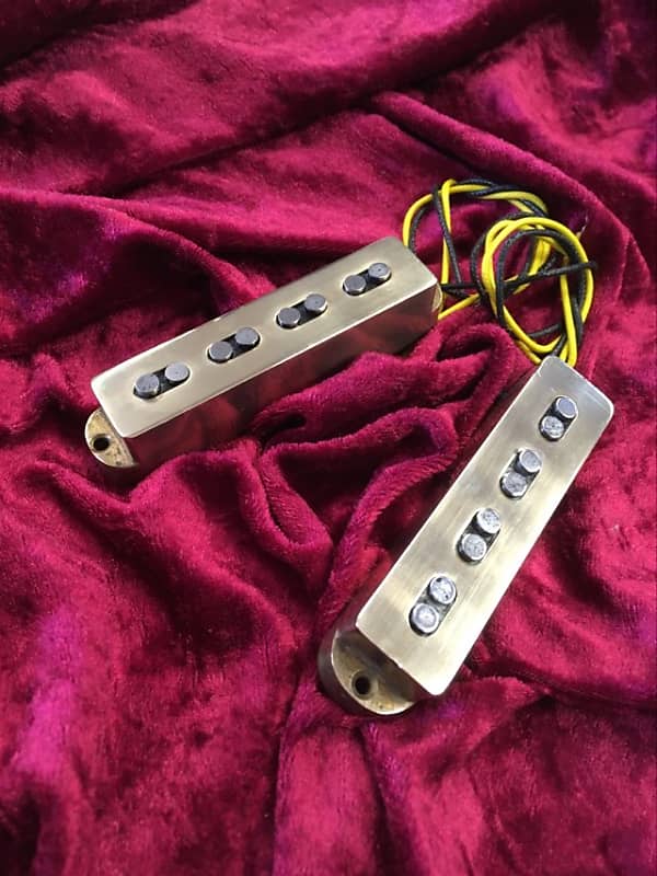 Unknown Vintage Japan made solid brass bass pickups | Reverb