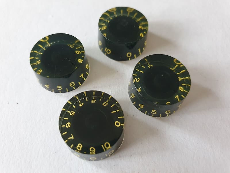 Set of 4 relic aged speed knobs black fits USA pots KB-110I-R | Reverb