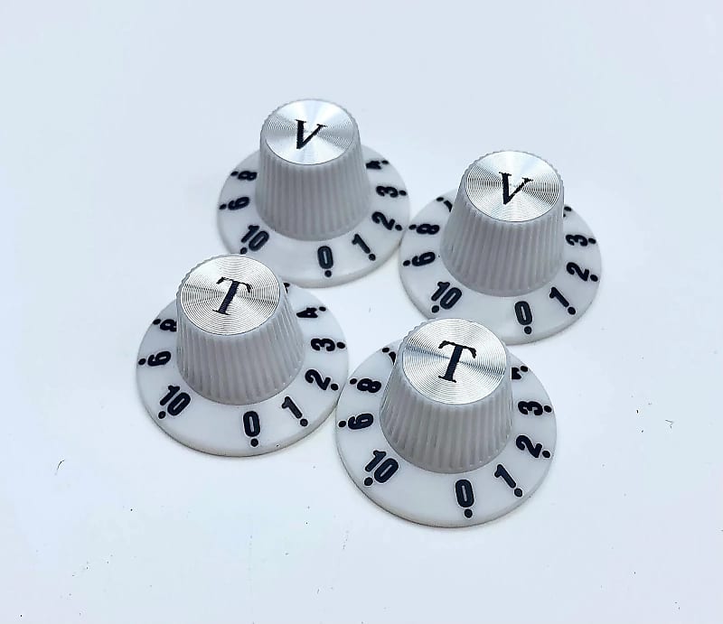 White Volume and Tone Guitar Top Hat Control Knobs Set | Reverb