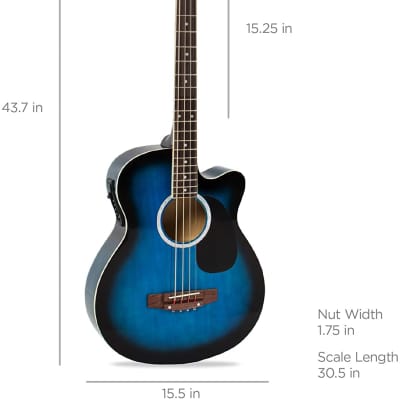 Full Size 4 String Acoustic Electric Bass Guitar Fretted Bass | Reverb