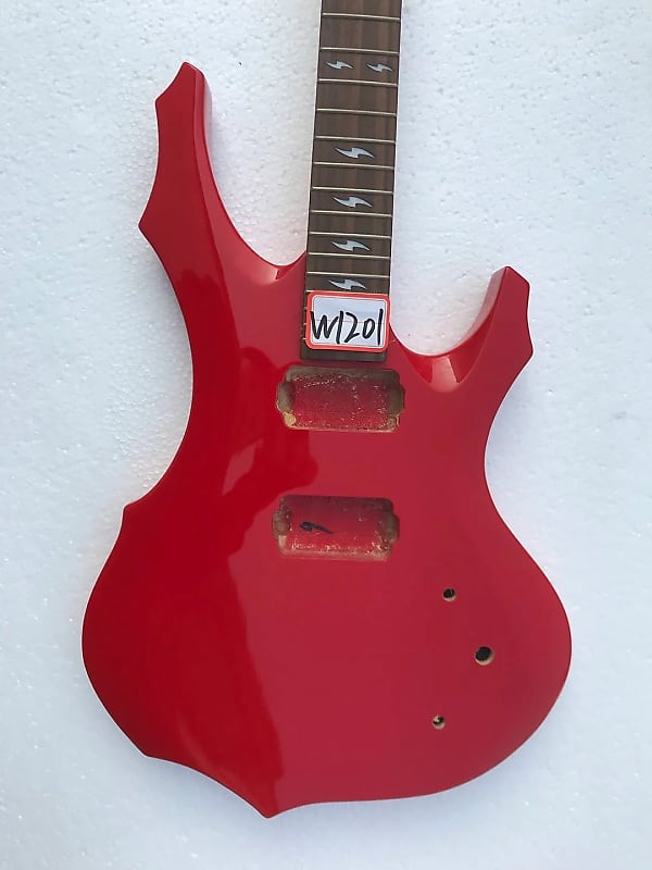 Glossy Red DIY Guitar Double Cutaway Body with Neck | Reverb