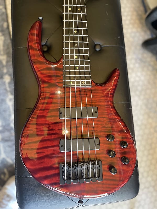 Carvin Custom Made 6 String Bass - Ruby Red Quilt | Reverb
