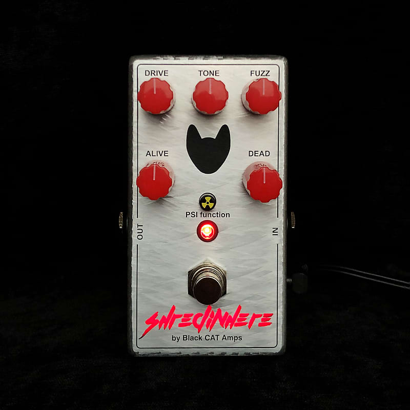 Fuzz and Overdrive guitar pedal with red knobs and backlight. | Reverb