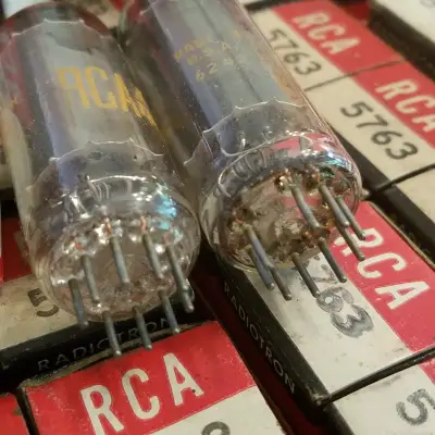 RCA Sleeve (5) NOS RCA 5763 tubes in original boxes amp radio | Reverb