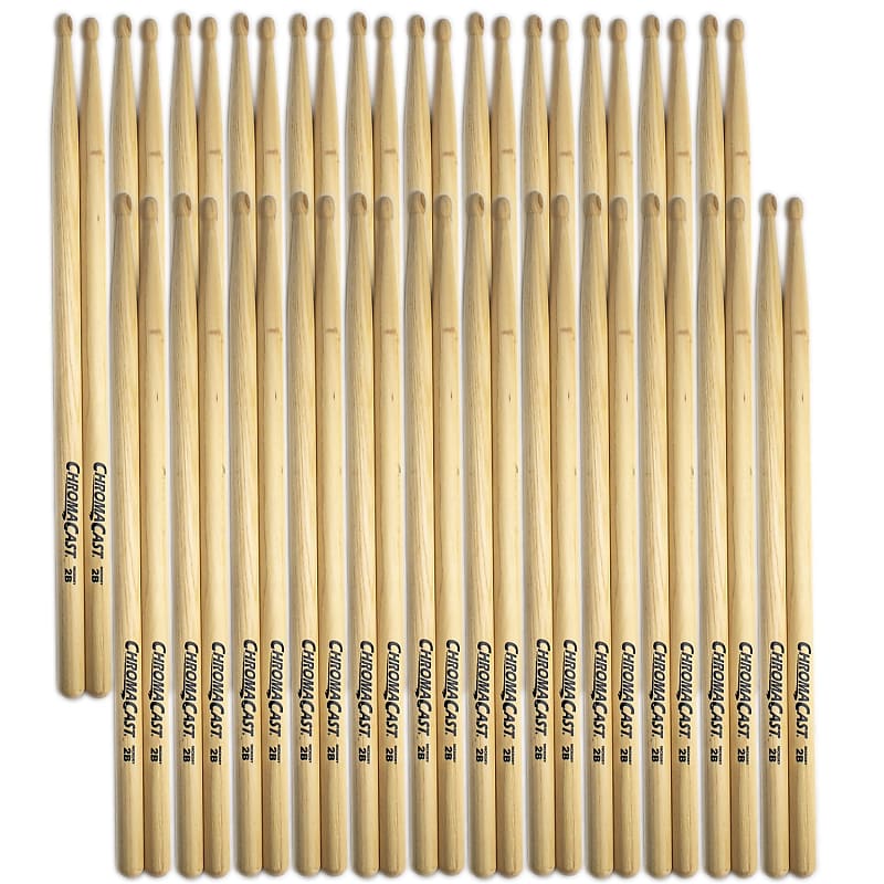 ChromaCast 2B USA Made Hickory Drumsticks 24 Pair - Wood | Reverb