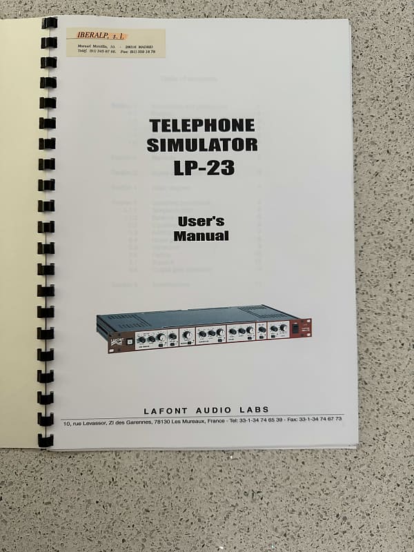 LAFONT LP-23 TELEPHONE SIMULATOR MANUAL | Reverb