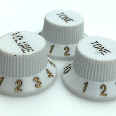Stratocaster Style Knobs Set White/Gold | Reverb