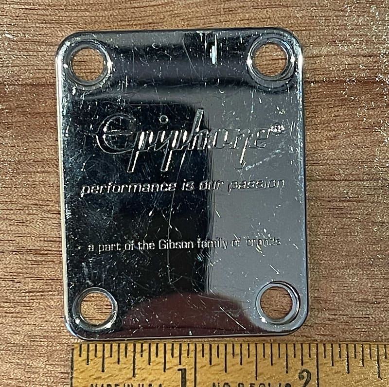 EPIPHONE NECK PLATE-SILVER- SOME SCRATCHES 5 | Reverb