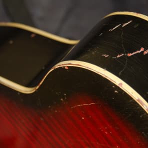 Stella Harmony H933 Fender Headstock Red Faux Tiger Stripe | Reverb