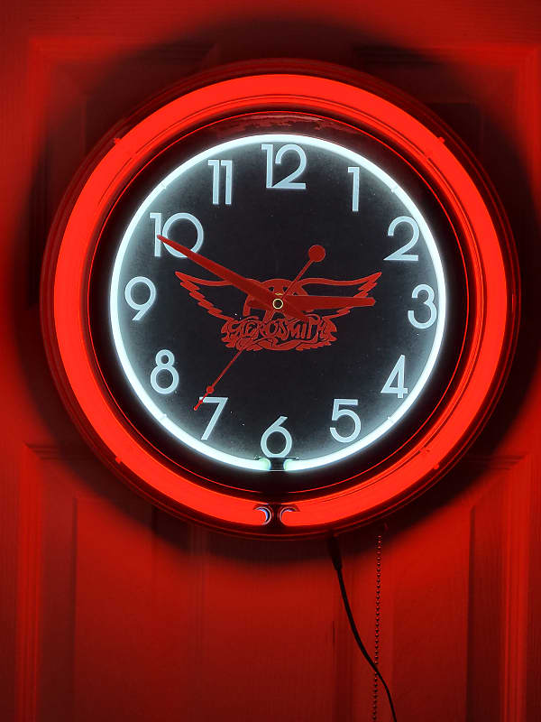 Aerosmith Band Double Neon Red/White Wall Clock Killer Cool | Reverb