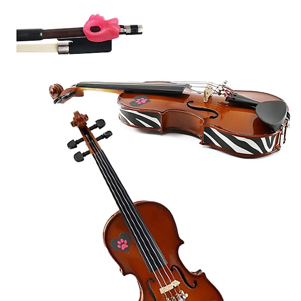Hold Fish Pink w/Zebra Violin Skins 1/4 Size (Violin not | Reverb