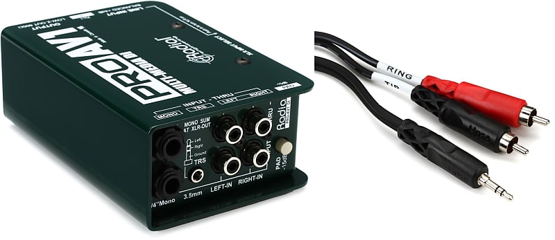 Radial ProAV1 1-channel Passive A/V Direct Box Bundle with | Reverb
