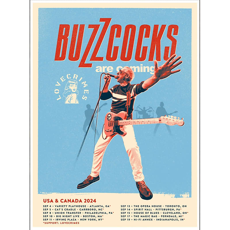 BUZZCOCKS USA & Canada Tour 2024 Ltd Ed RARE New Poster! UK | Reverb