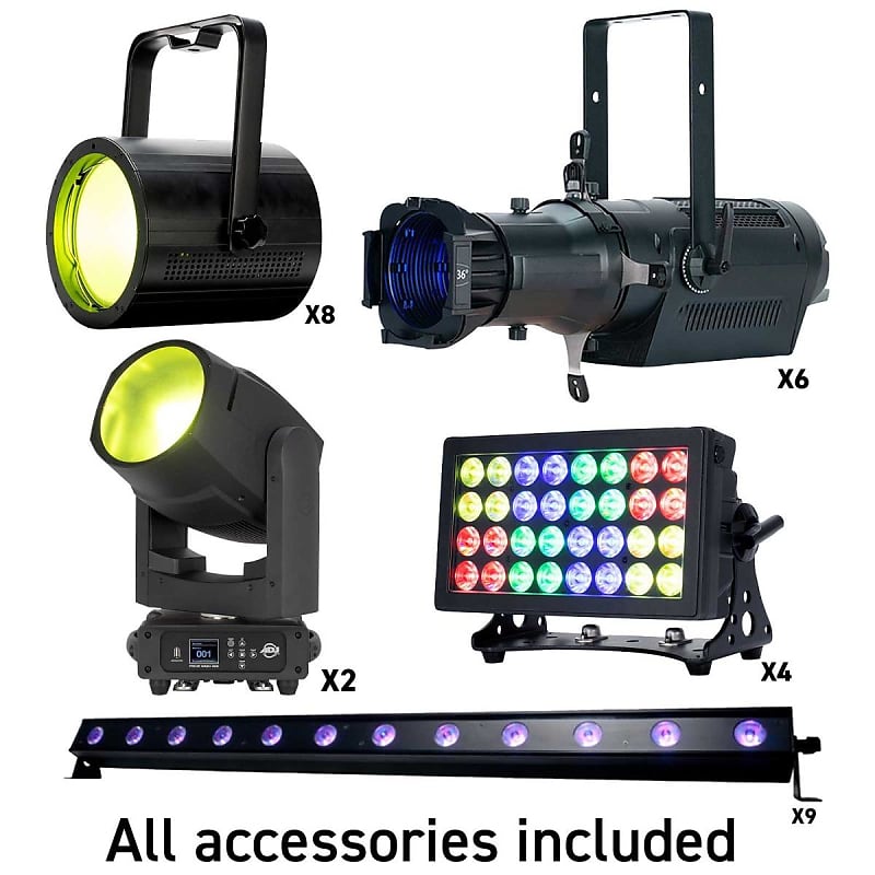 Medium Stage Lighting Package Featuring 6x Ellipsoidals & 8x | Reverb