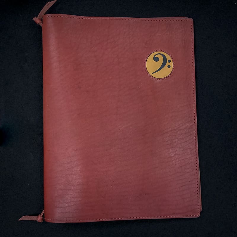 Large leather notebook portfolio with bass clef | Reverb