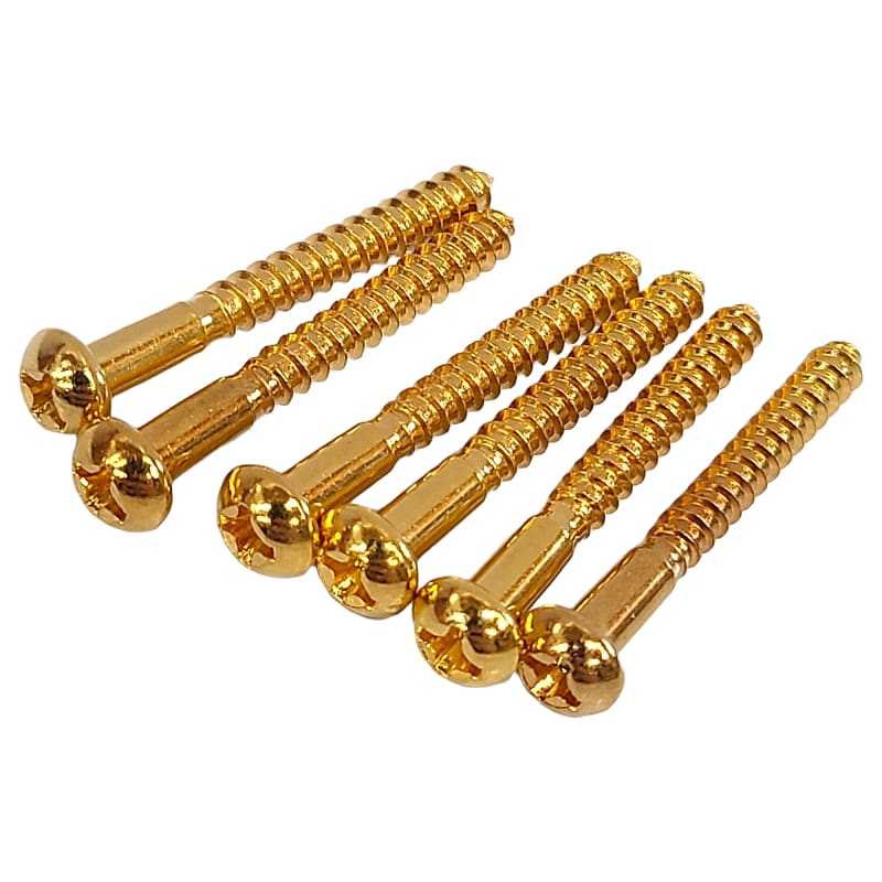 Electric Guitar Strat Tremolo Bridge Mounting Screws Gold 6pk | Reverb