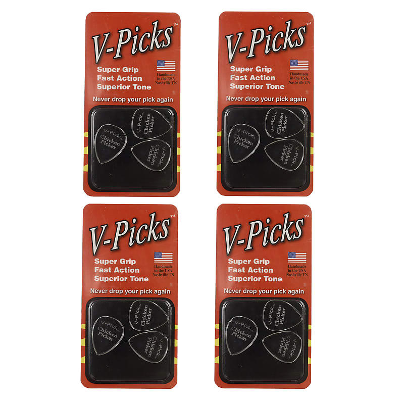V-Pick Chicken Picker 1.5mm Picks 4 Pack (12) Bundle | Reverb