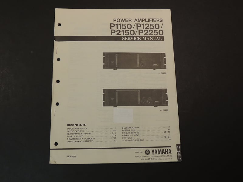 Yamaha P1150 / P1250 / P2150 / P2250 Service Manual [Three | Reverb