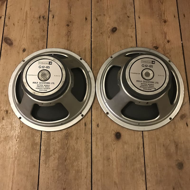 Pair of Vintage matching 2x12 12"Celestion G12-65 speakers | Reverb