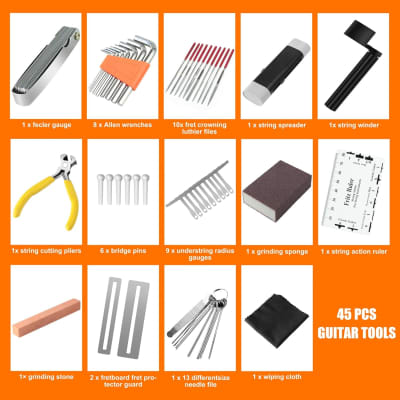 45Pcs Guitar Tool Kit, Guitar Repair Kit, Guitar Setup Kit, | Reverb