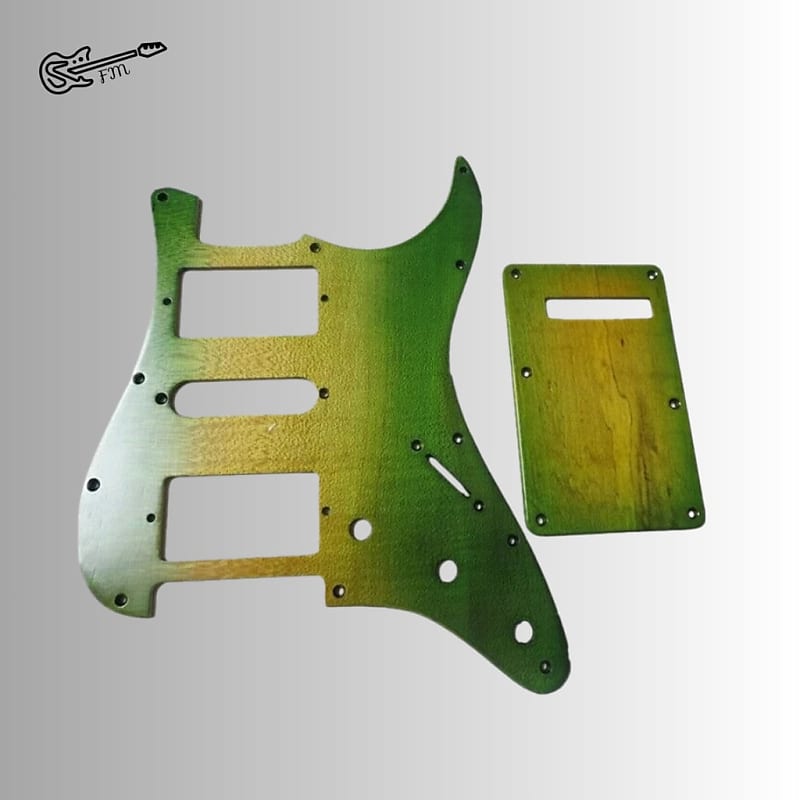 Custom Wooden Strat Style Pickguard HSH With Backplate 6 | Reverb