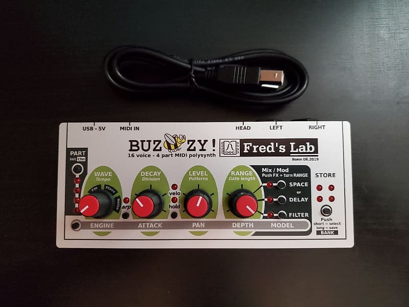 Fred's Lab Buzzzy! - 16 Voice 4-Part Digital Polysynth with | Reverb