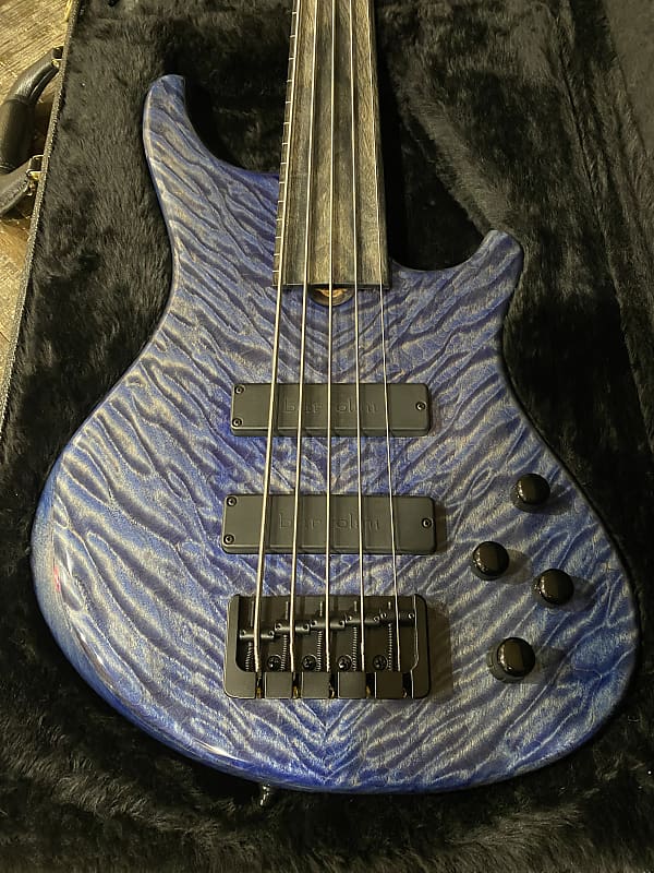 Roscoe Standard Plus SKB 5 Fretless Bass 2021 - Faded Blue | Reverb