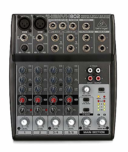 Behringer 802 Mixer - 8 Input 2 Bus Audio Mixing Console | Reverb