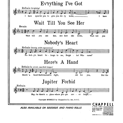 NOBODY'S HEART from "By Jupiter" musical version "The | Reverb