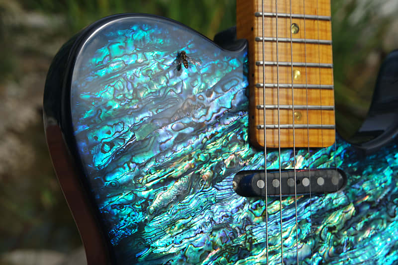 Pearlvibe tele real full abalone top Blue Bayou vintage | Reverb