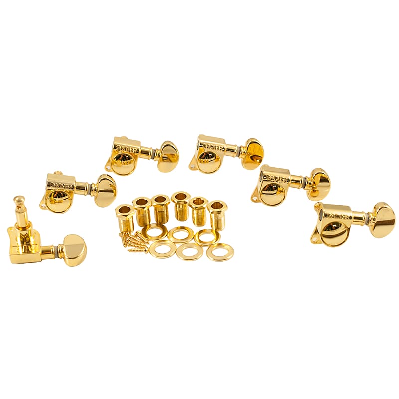Grover 305G6 6-In-Line Mid-Size Mini Rotomatic Tuners - GOLD | Reverb