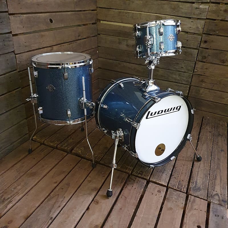 Drum Kit Acoustic Ludwig Breakbeats Azure Blue Sparkle USED! | Reverb