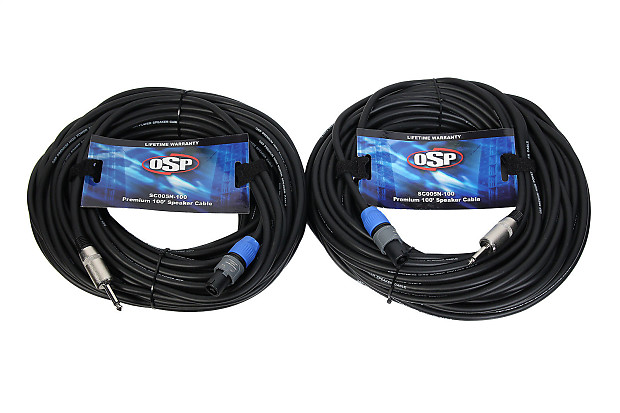 OSP Premium 100' 12 AWG Speaker Cable 2 PAK, Genuine Neutrik | Reverb