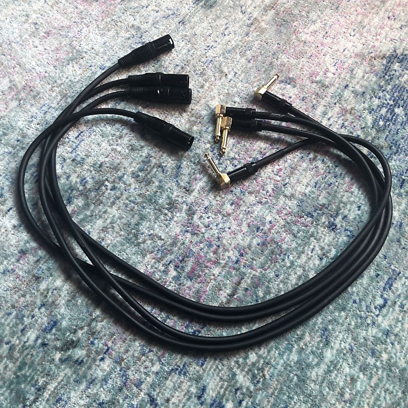 (FOUR) Audio 2000 Gold XLR to 1/4" right angle 3 Ft. cables | Reverb