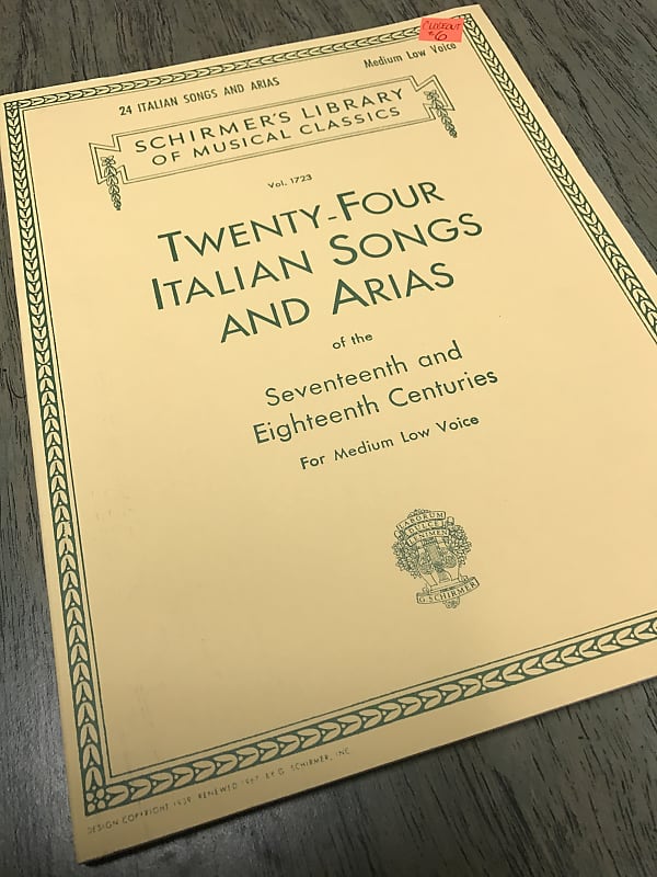 Twenty-Four Italian Songs and Arias for Medium Low Voice | Reverb