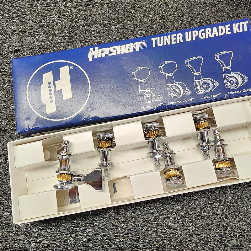Hipshot Grip-Lock Open Chrome 18:1 3x3 tuners with UMP | Reverb