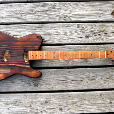 Telecaster "barncaster" body with neck, flamed roasted maple | Reverb